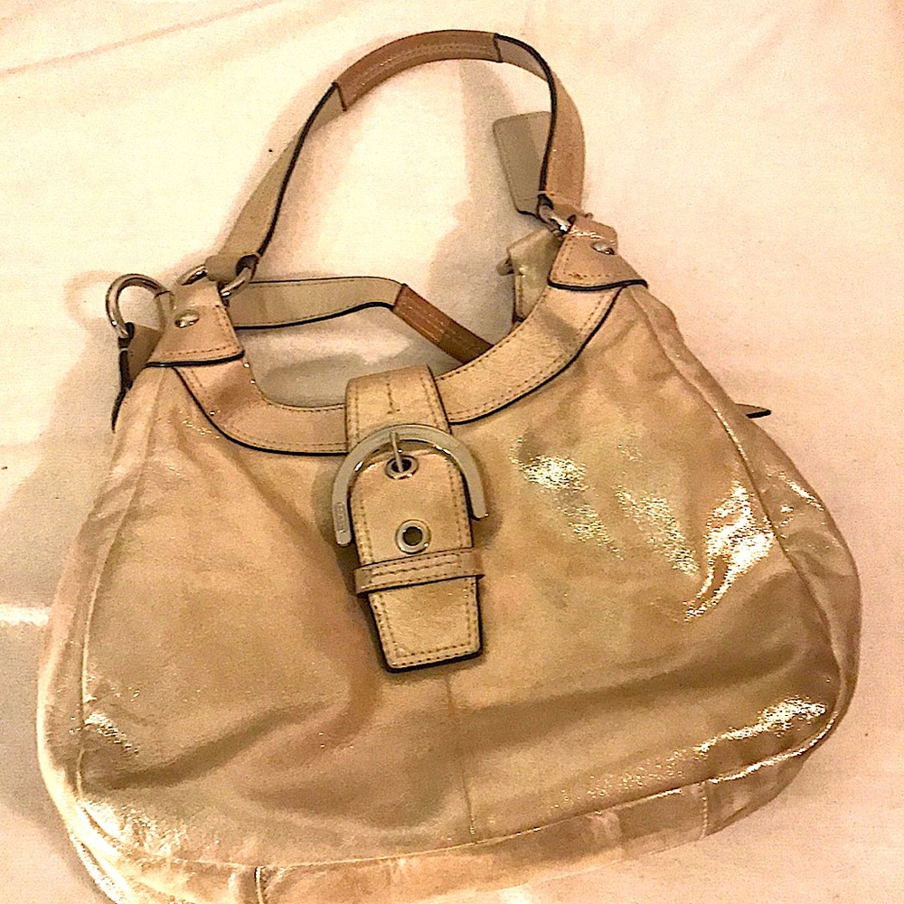 Coach Metallic Gold Lynn Soho Leather Purse. - Gem